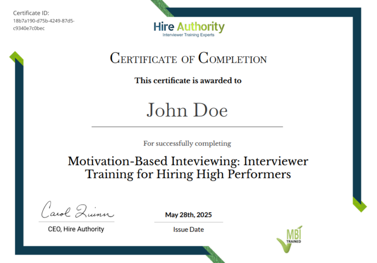 Get Your Certificate and "MBI Trained" Badge